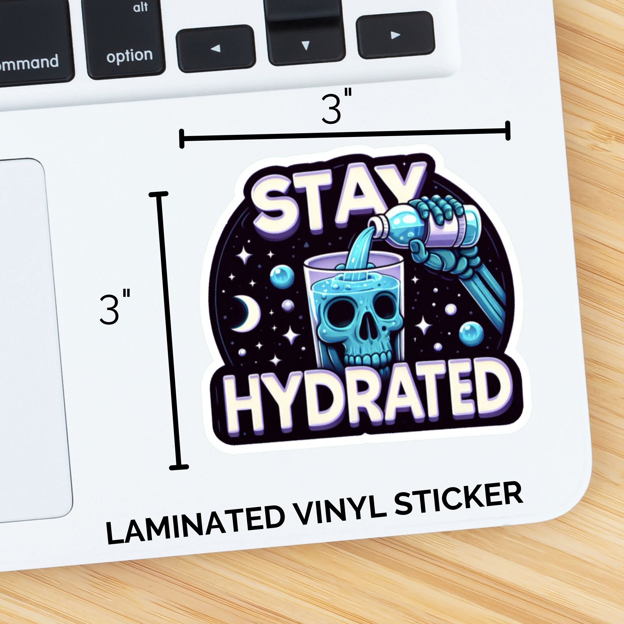 Water Bottle Sticker, Stay Hydrated Reminder With Skull, Reminder to ...