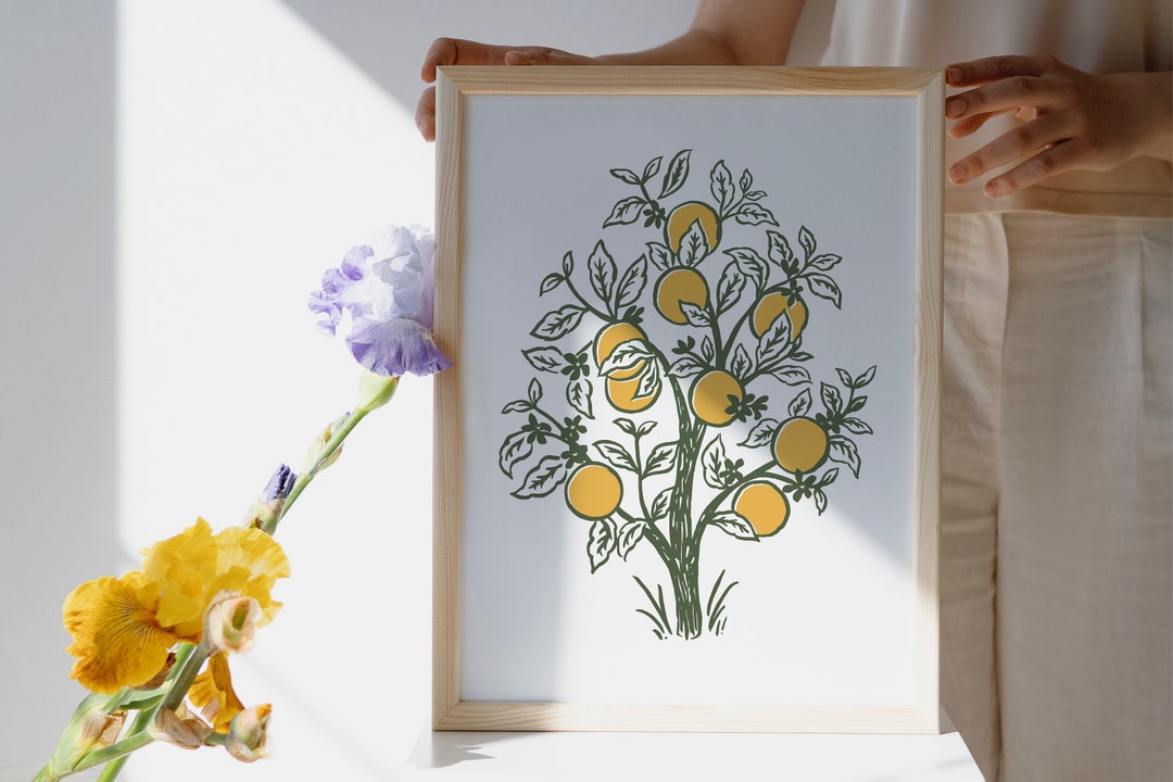 Digital Art Download - Hand Drawn Citrus Florida Orange Tree - Digital ...