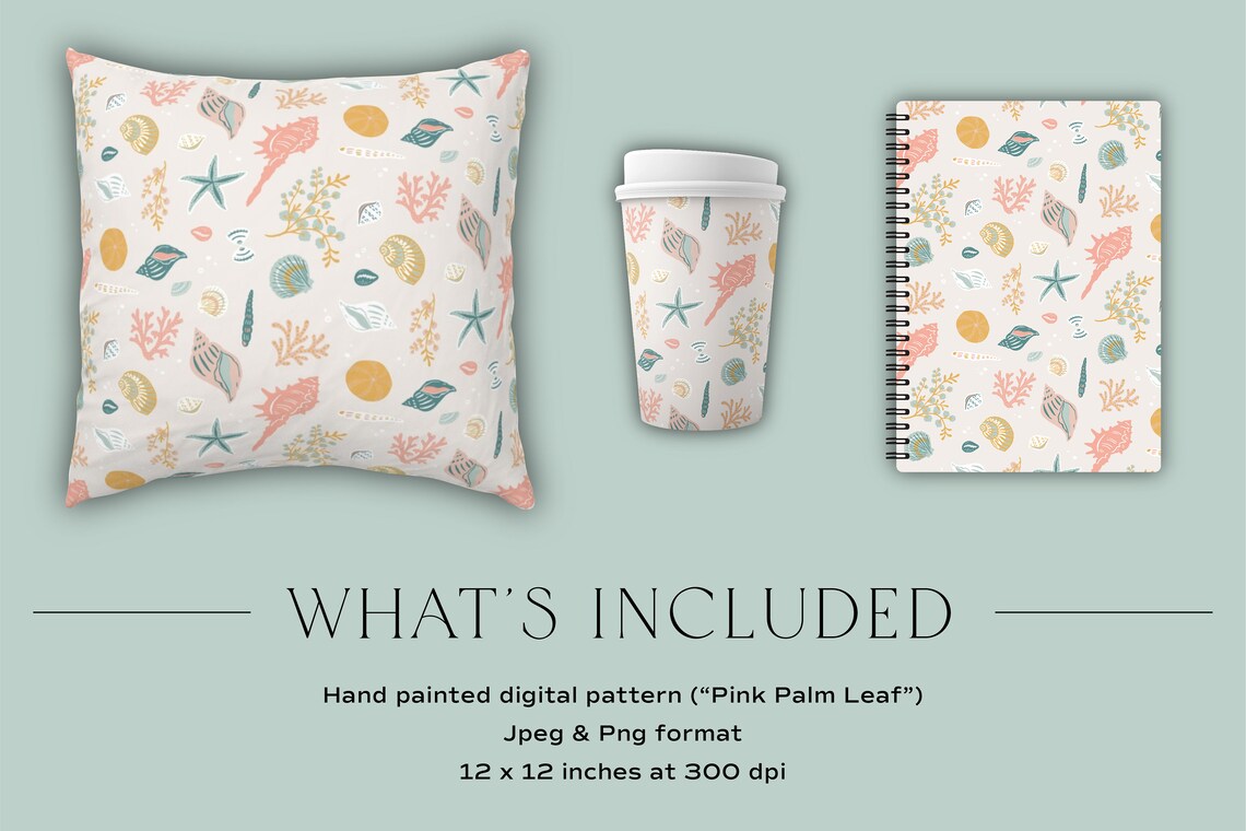 Hand Drawn Scattered Beach Shells Seamless Pattern for Personal or ...