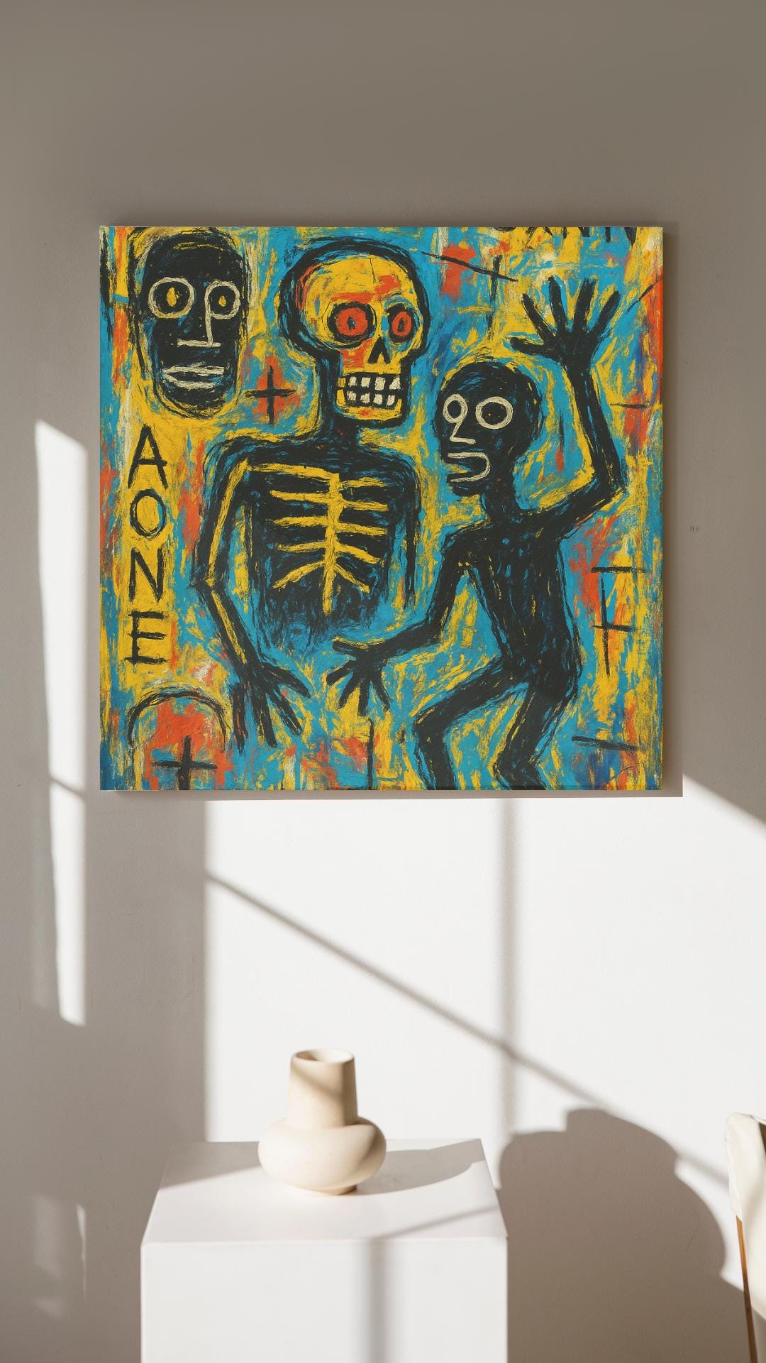 Neo-expressionist Digital Art Print – Basquiat-inspired Skeleton ...