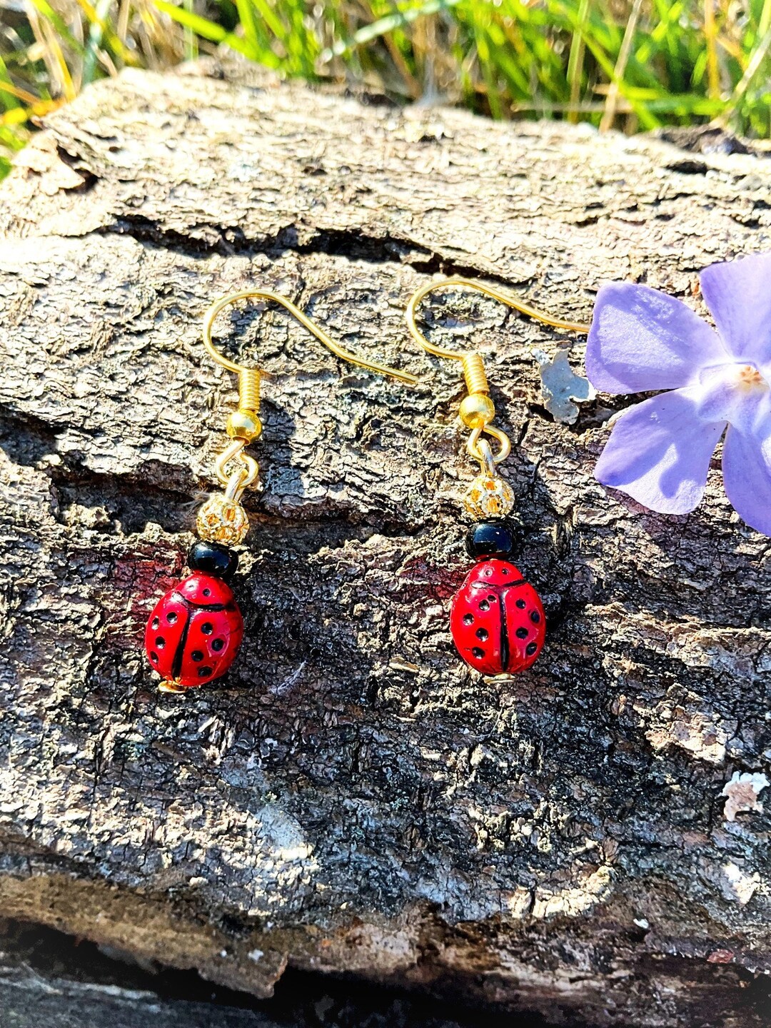 Handmade Cute Nature Ladybug Fairy Earrings, Kawaii, Faerie, Forest ...