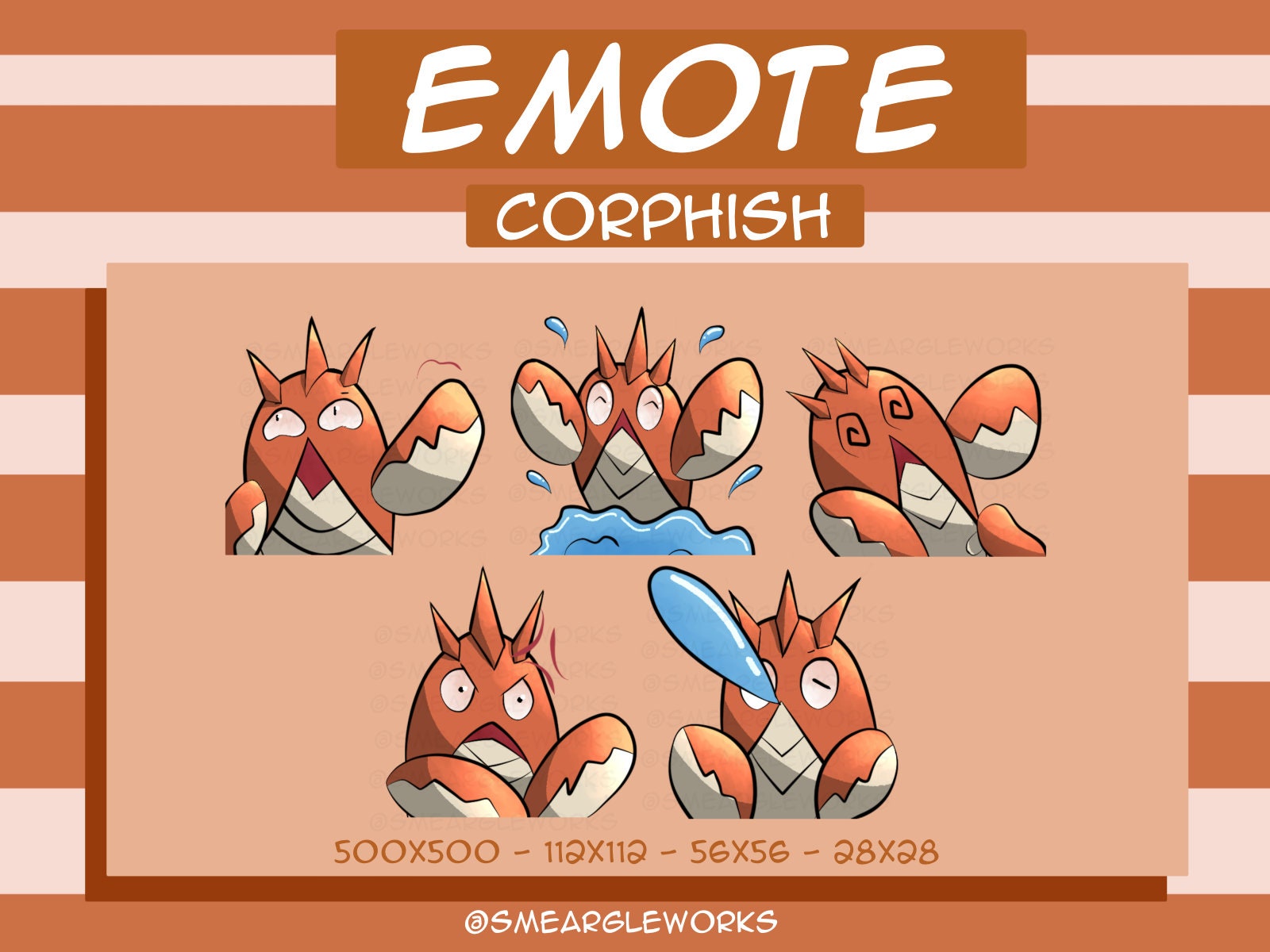 Cute Corphish Pokemon Emote Bundle for Twitch, Discord and Youtube ...