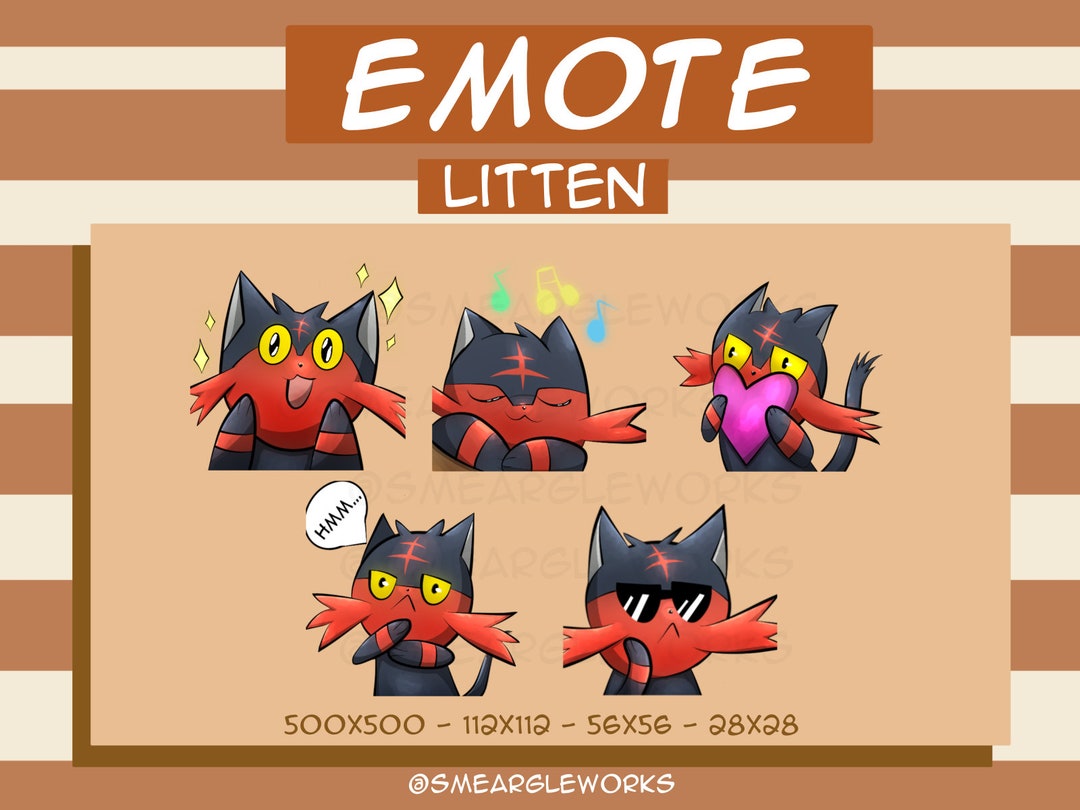 Litten Pokemon Emote Bundle for Twitch, Discord and Youtube Gaming and ...