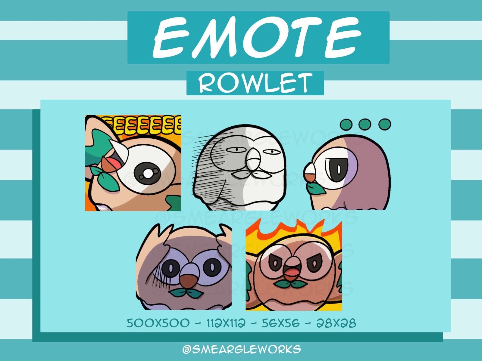 Rowlet Pokemon Emote Bundle for Twitch, Discord and Youtube | Gaming ...