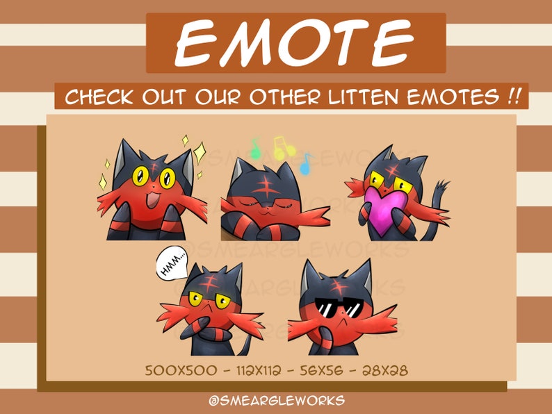 Swag Litten Emote Pokemon Emote for Twitch, Discord and Youtube Gaming ...