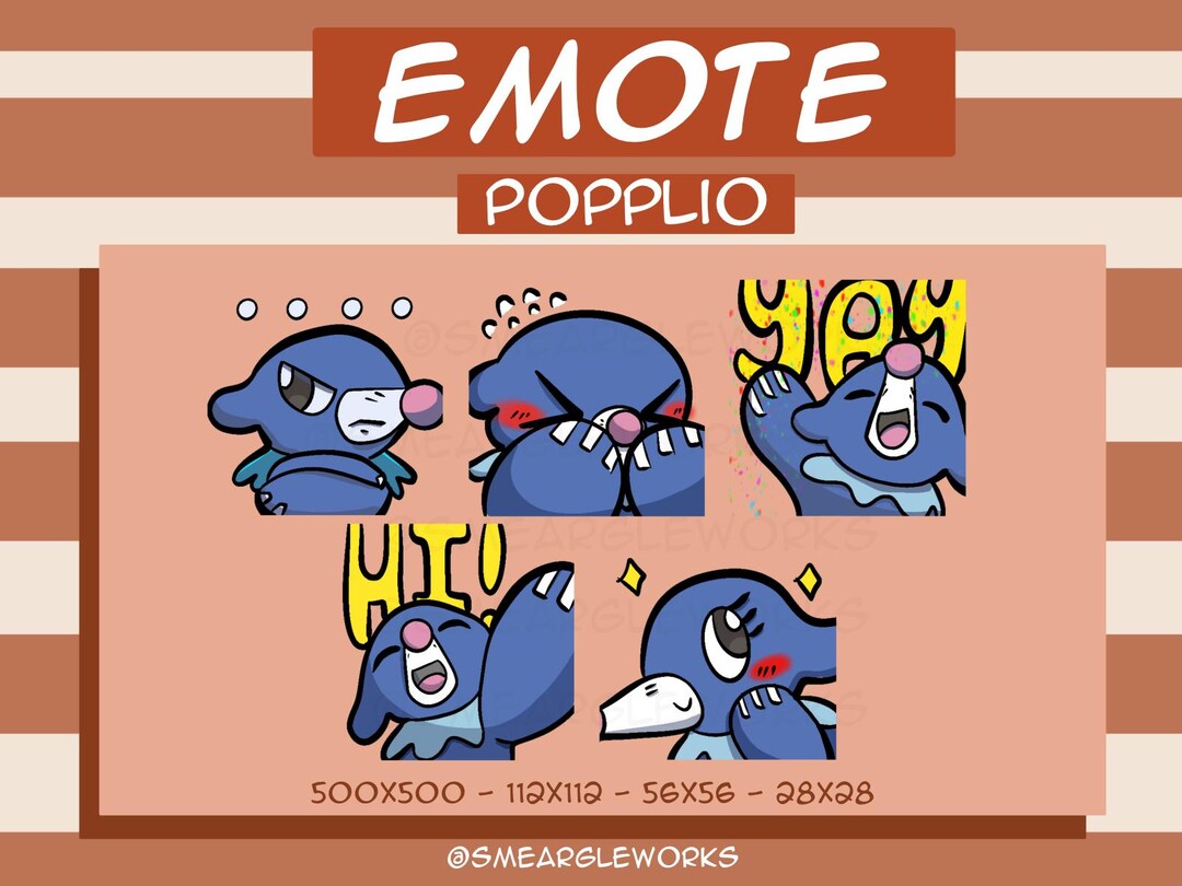Popplio Pokemon Emote Bundle for Twitch, Discord and Youtube | Gaming ...