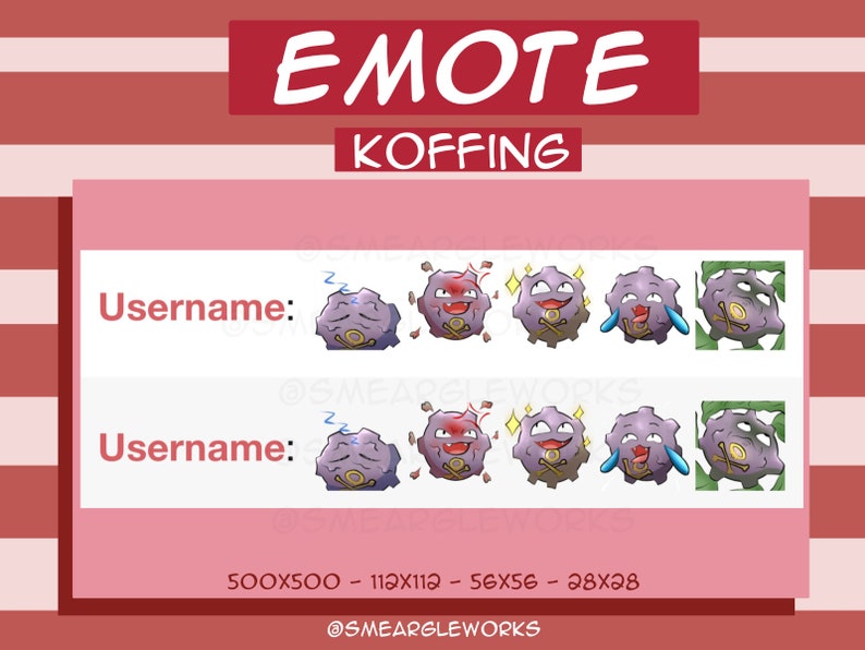 Koffing Pokemon Emote Bundle for Twitch, Discord and Youtube Gaming and ...