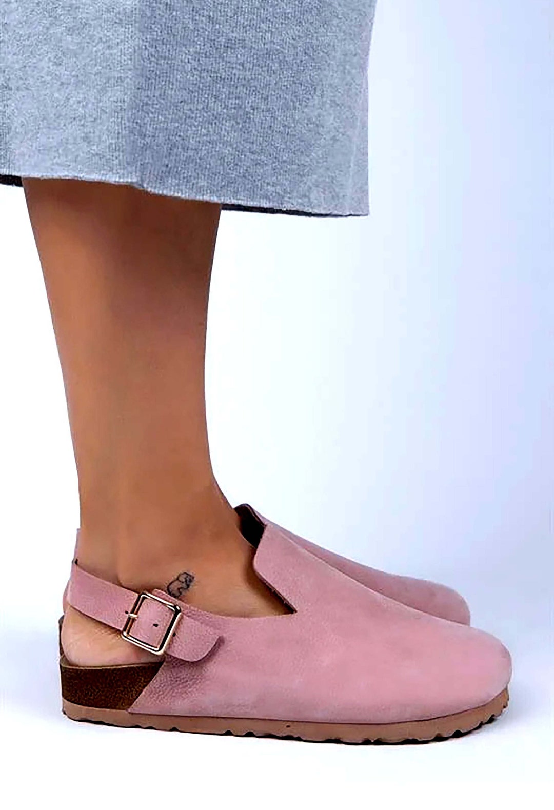 Women Clog, Suede Leather Backstrap Clog for Women, Handmade Buckled ...