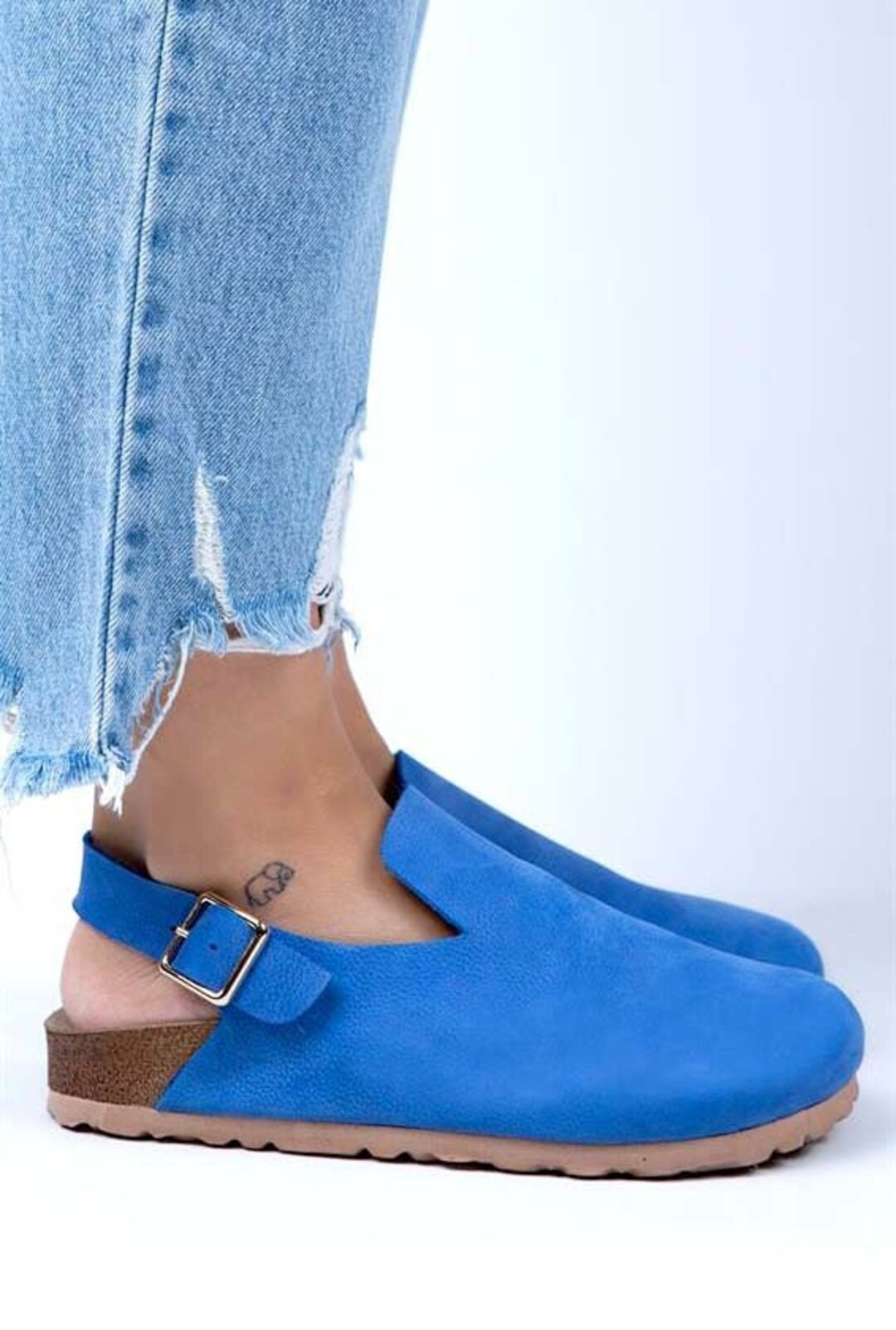 Women Clog, Suede Leather Backstrap Clog for Women, Handmade Buckled ...