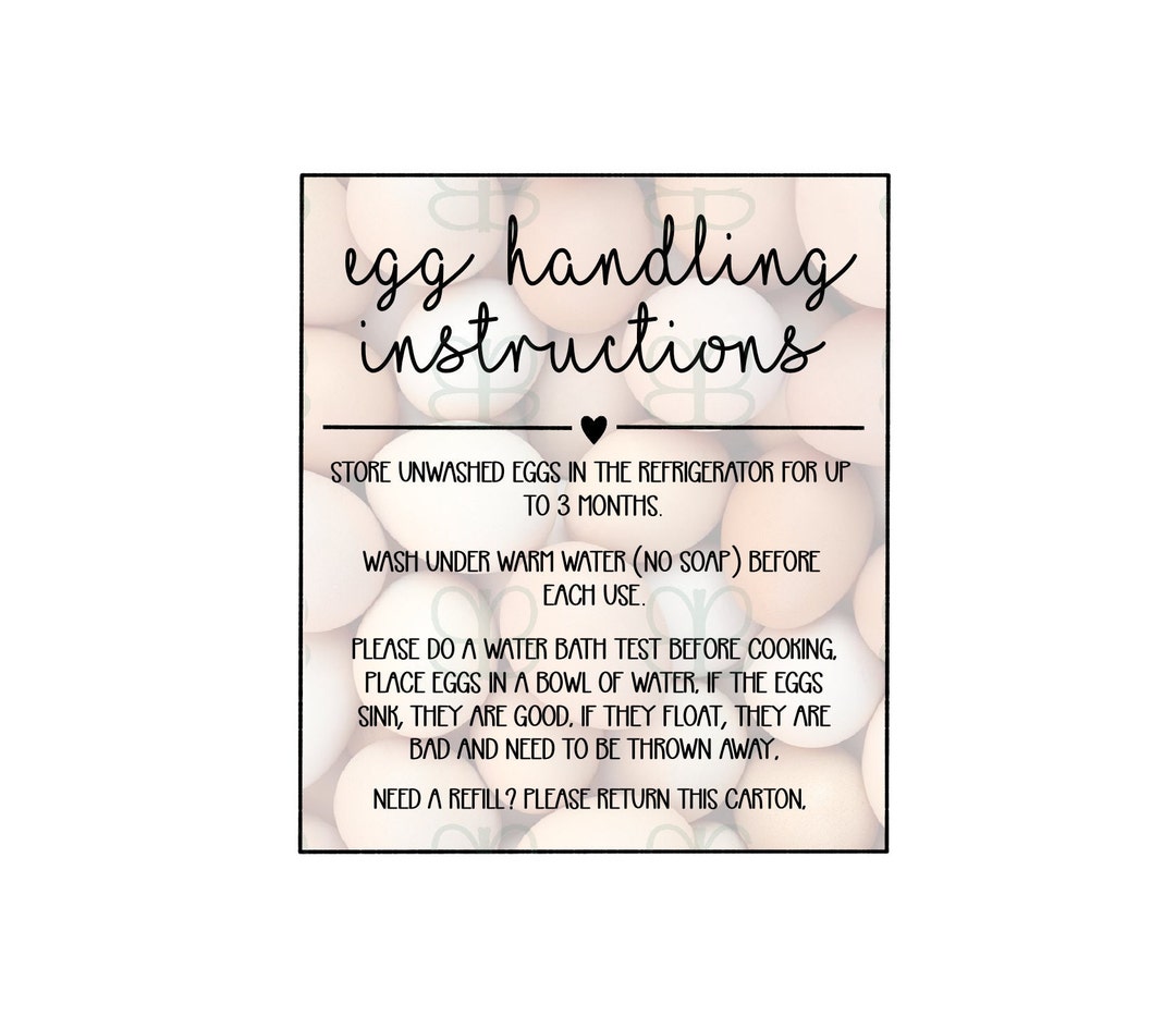 Egg Handling Instructions PNG, Printable Egg Carton Insert, Farm Fresh ...