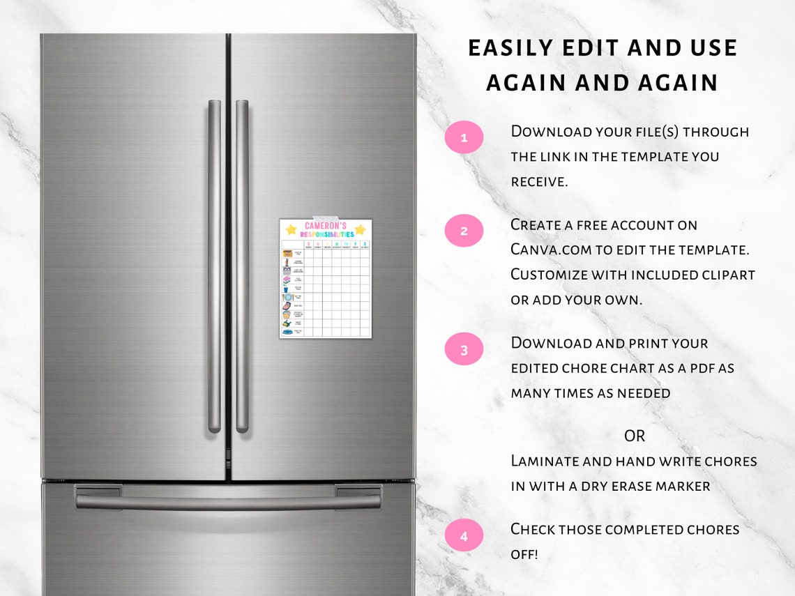 Visual Chore Chart, Printable Chore Chart, Visual Schedule for Kids ...