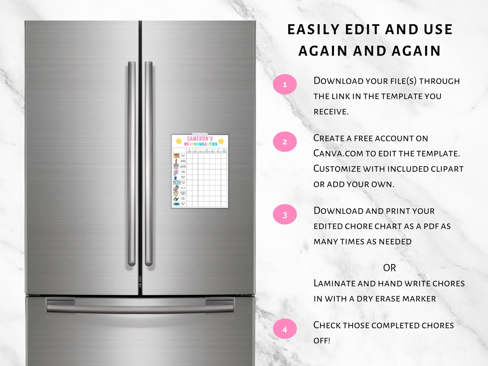 Visual Chore Chart, Printable Chore Chart, Visual Schedule for Kids ...