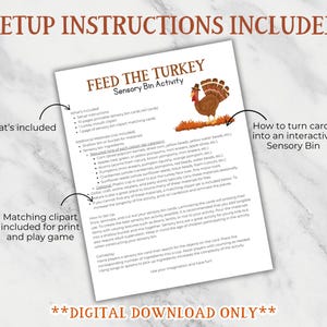 Feed the Turkey Sensory Bin Task Cards, Occupational Therapy Fine Motor ...