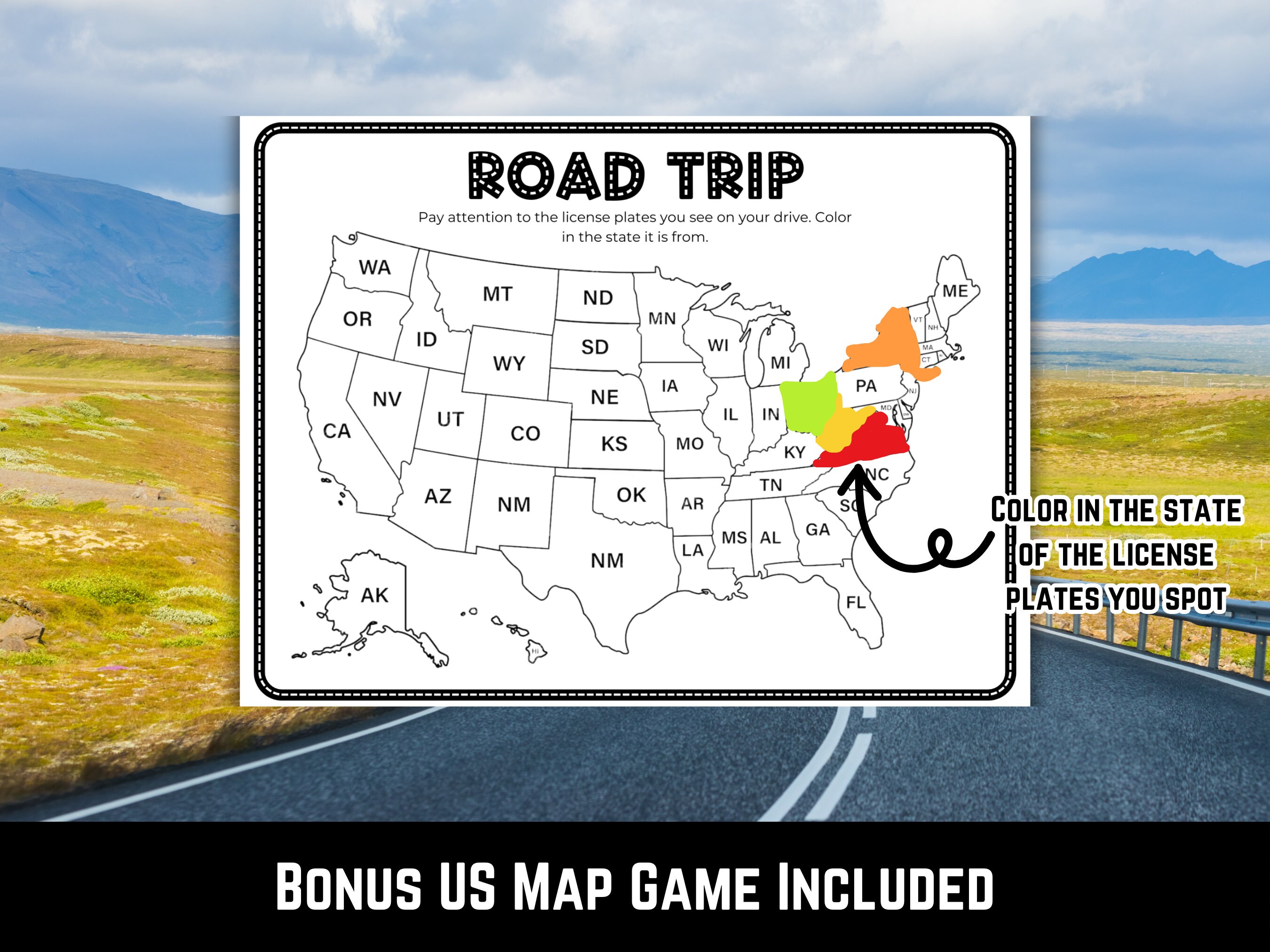 Road Trip License Plate Game, Printable Road Trip Game, Road Trip ...