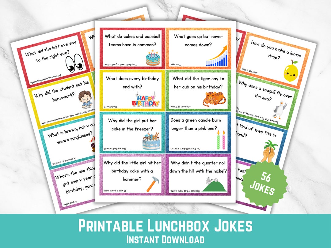 Printable Lunchbox Jokes, Lunch Box Notes for Kids, Lunch Box Jokes ...