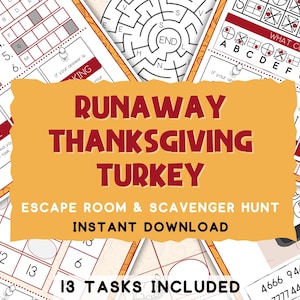 Escape Room for Kids Thanksgiving, Indoor Scavenger Hunt, Thanksgiving ...