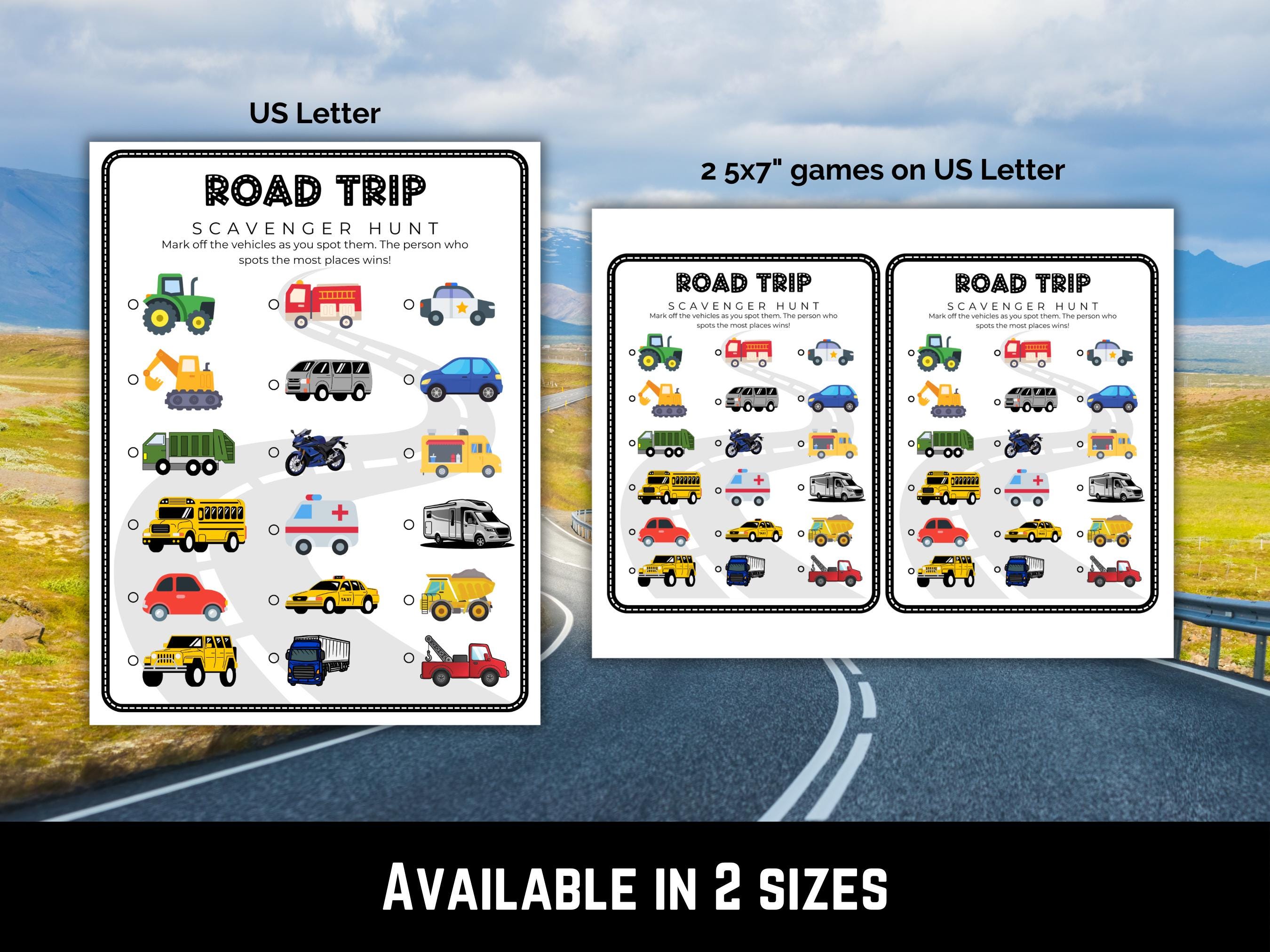Road Trip Scavenger Hunt, Printable Travel Games for Kids, Road Trip ...