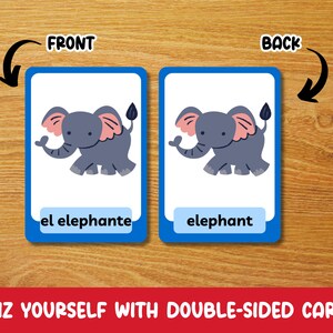 Printable Spanish and English Animal Flash Card, Bilingual Animal ...