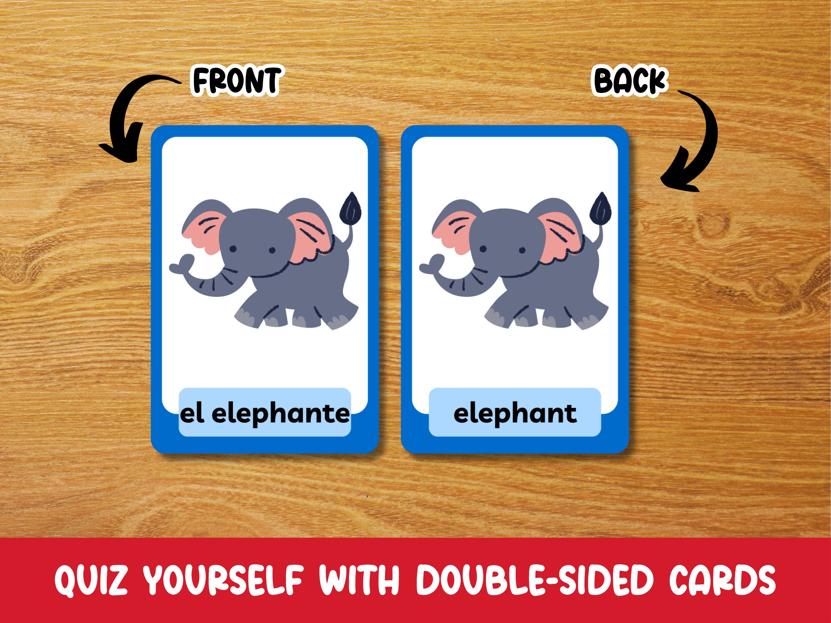 Printable Spanish and English Animal Flash Card, Bilingual Animal ...
