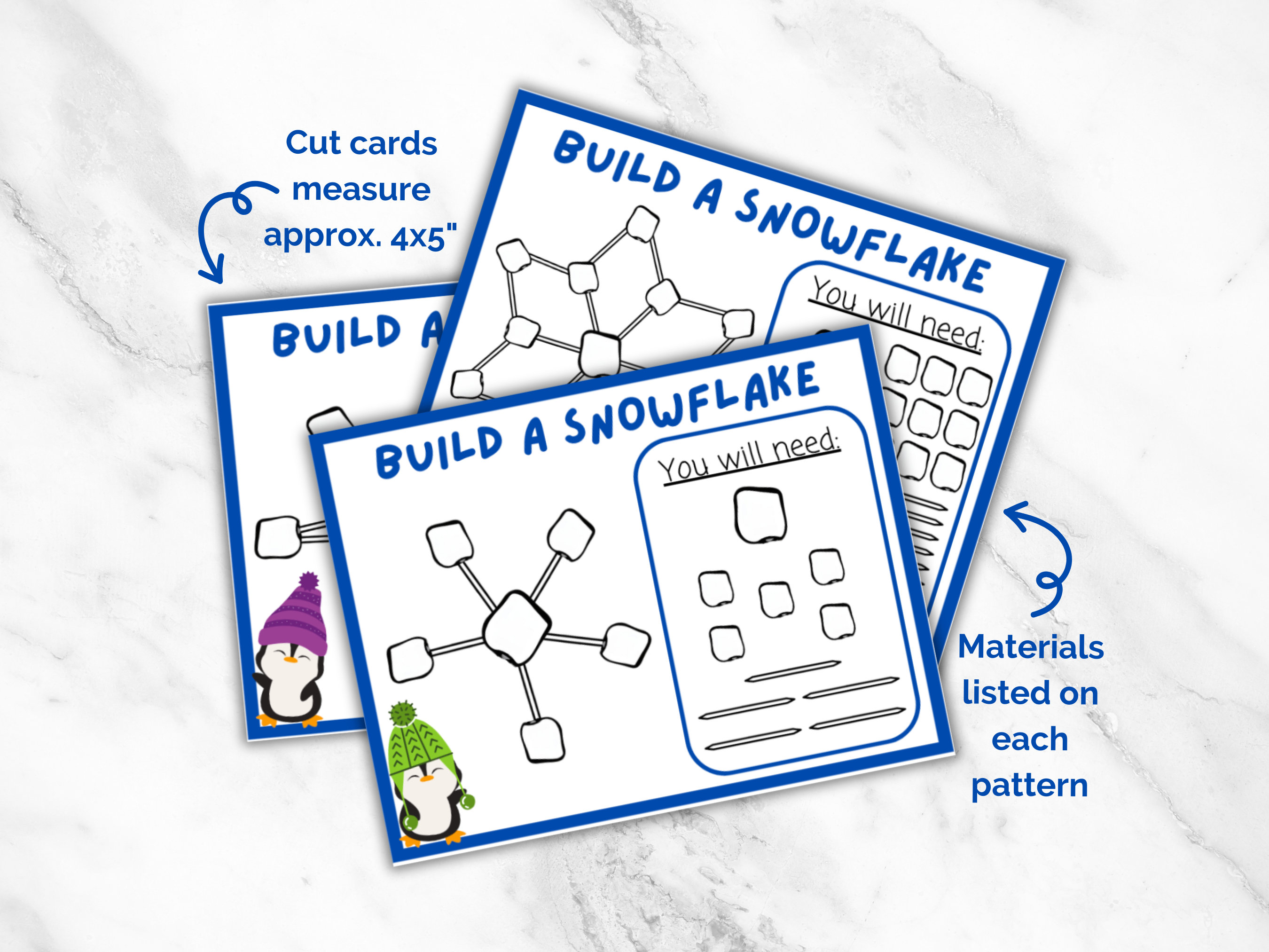 Marshmallow and Toothpick Snowflakes Activity Printable Game for ...
