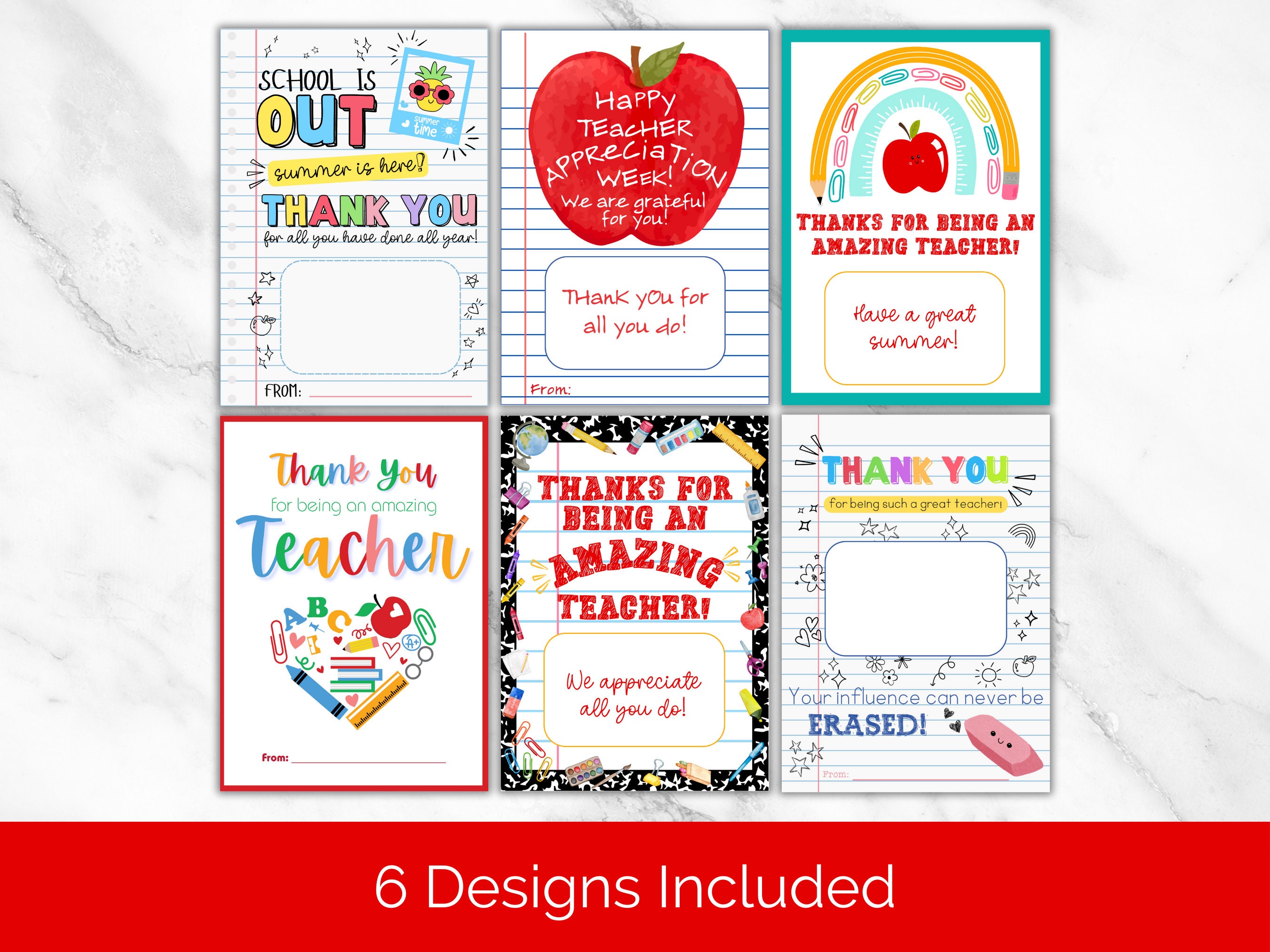 End of Year Teacher Gift, Printable Gift Card Holder Bundle ...