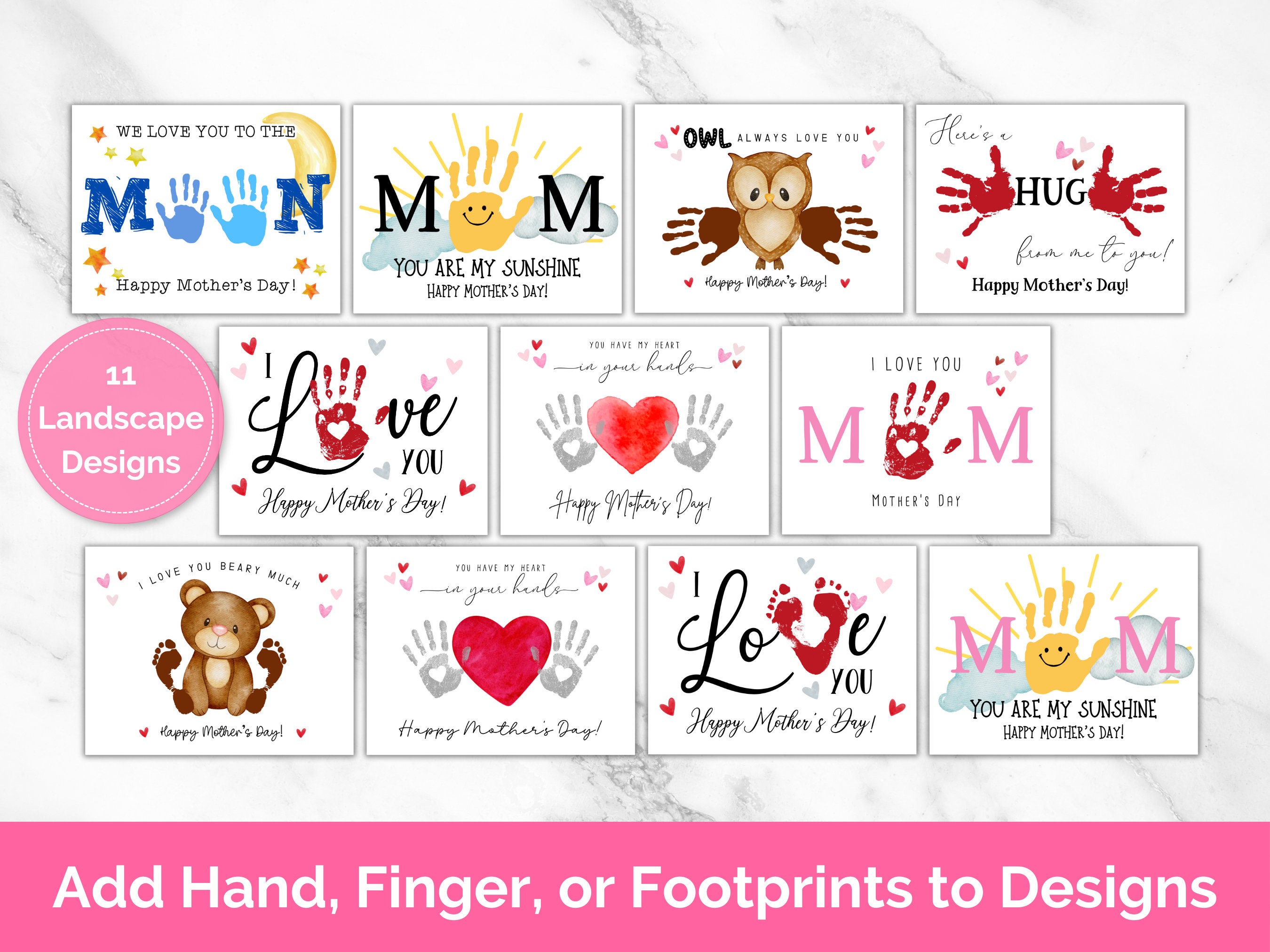 Mothers Day Handprint Art Bundle, Handprint Craft, Footprint Craft ...