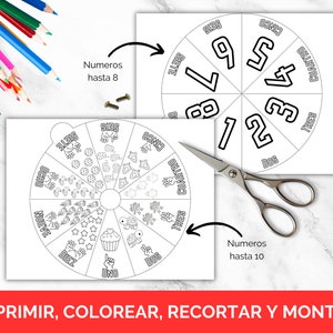 Los Numeros Spinner Wheel Craft, Printable Spanish Flash Card Craft ...