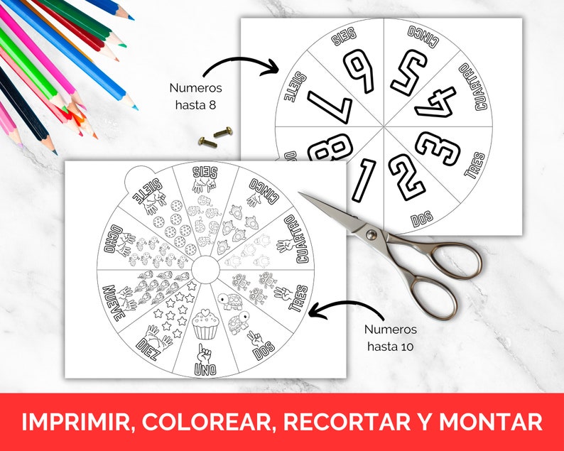 Los Numeros Spinner Wheel Craft, Printable Spanish Flash Card Craft ...