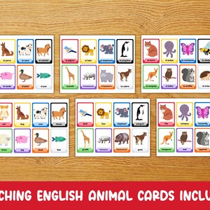 Printable Spanish and English Animal Flash Card, Bilingual Animal ...