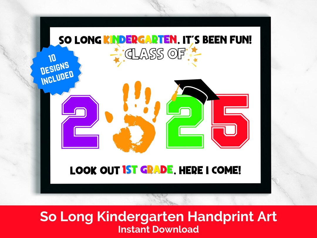 Kindergarten Handprint Art, 2025 Kindergarten Graduation Craft, Class ...