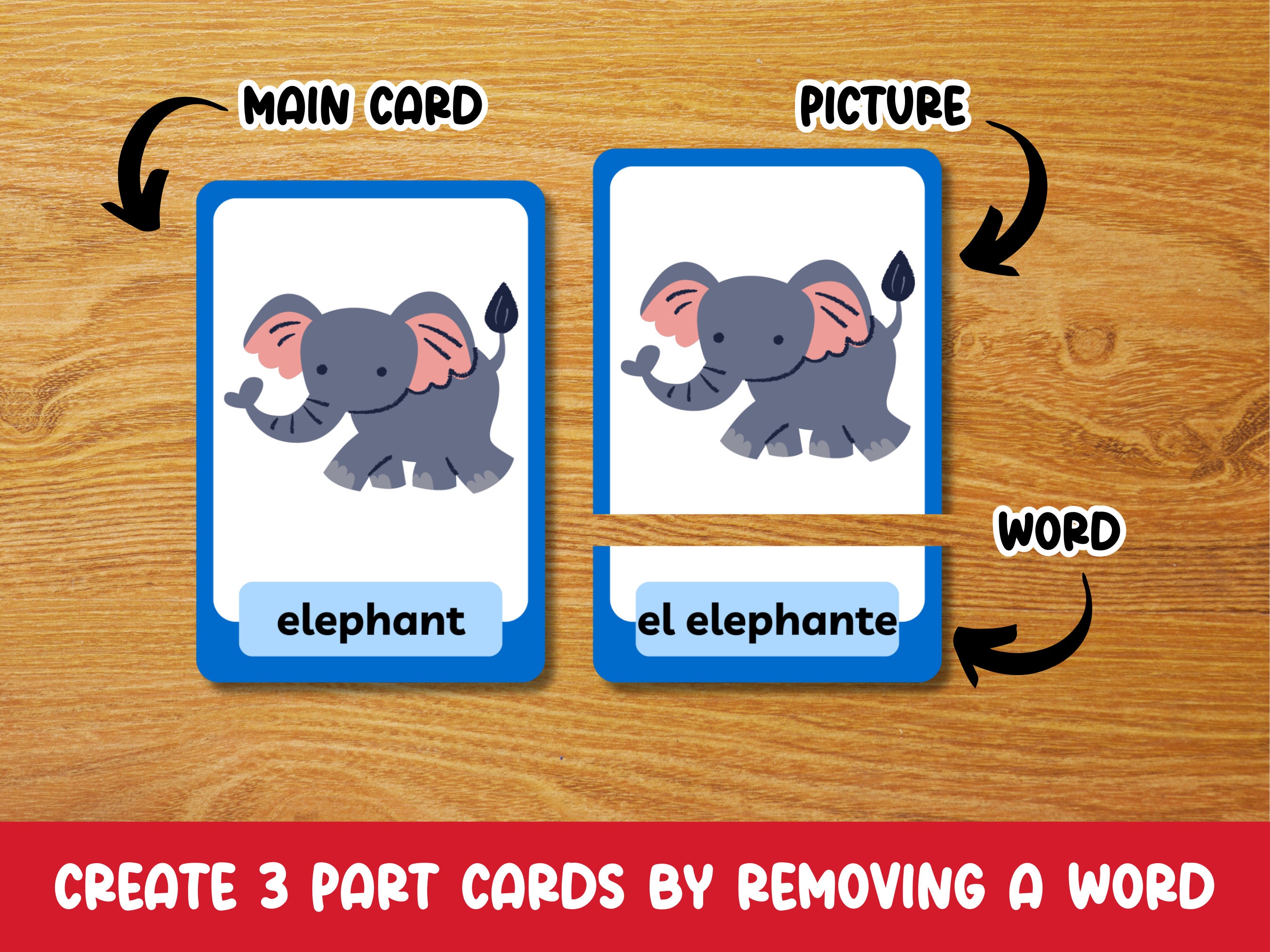 Printable Spanish and English Animal Flash Card, Bilingual Animal ...