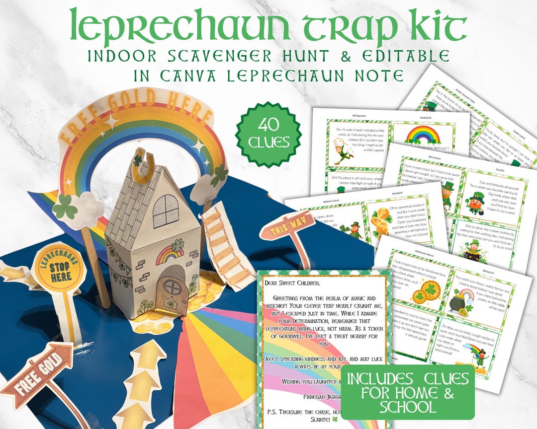 Leprechaun Trap Kit, St Patricks Day Scavenger Hunt, Editable ...