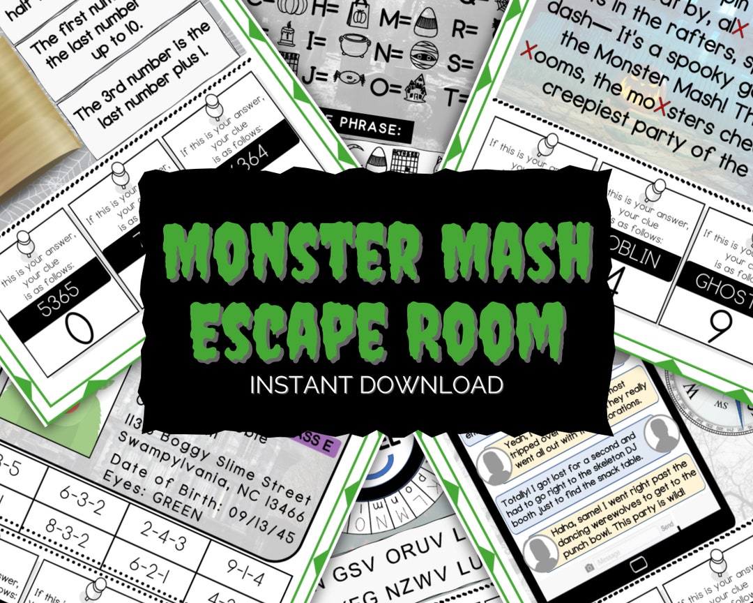 Halloween Escape Room: Monster Mash Printable Puzzles (PDF) - Etsy
