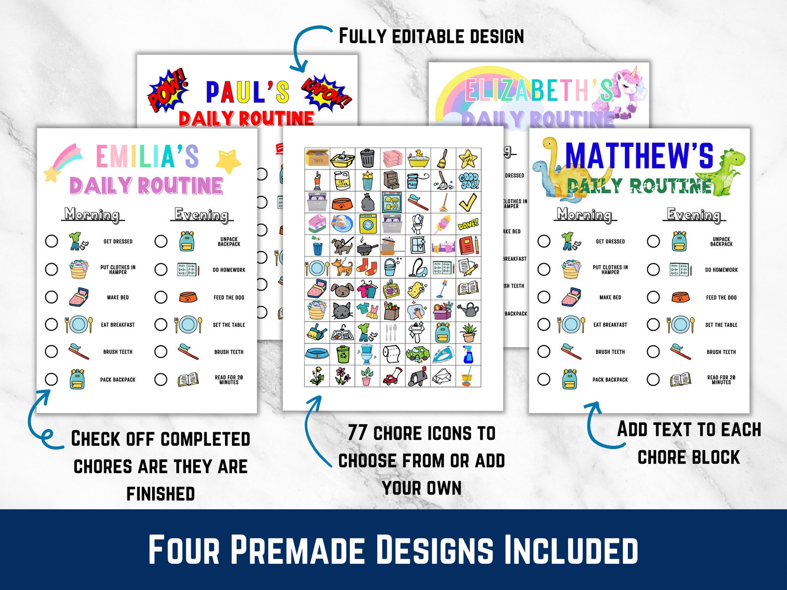 Visual Chore Chart Printable Chore Chart Visual Schedule for Kids Kids ...