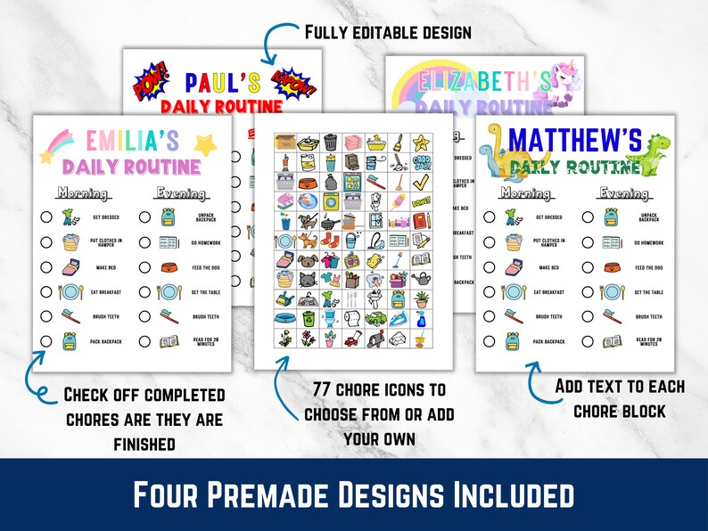 Visual Chore Chart Printable Chore Chart Visual Schedule for Kids Kids ...