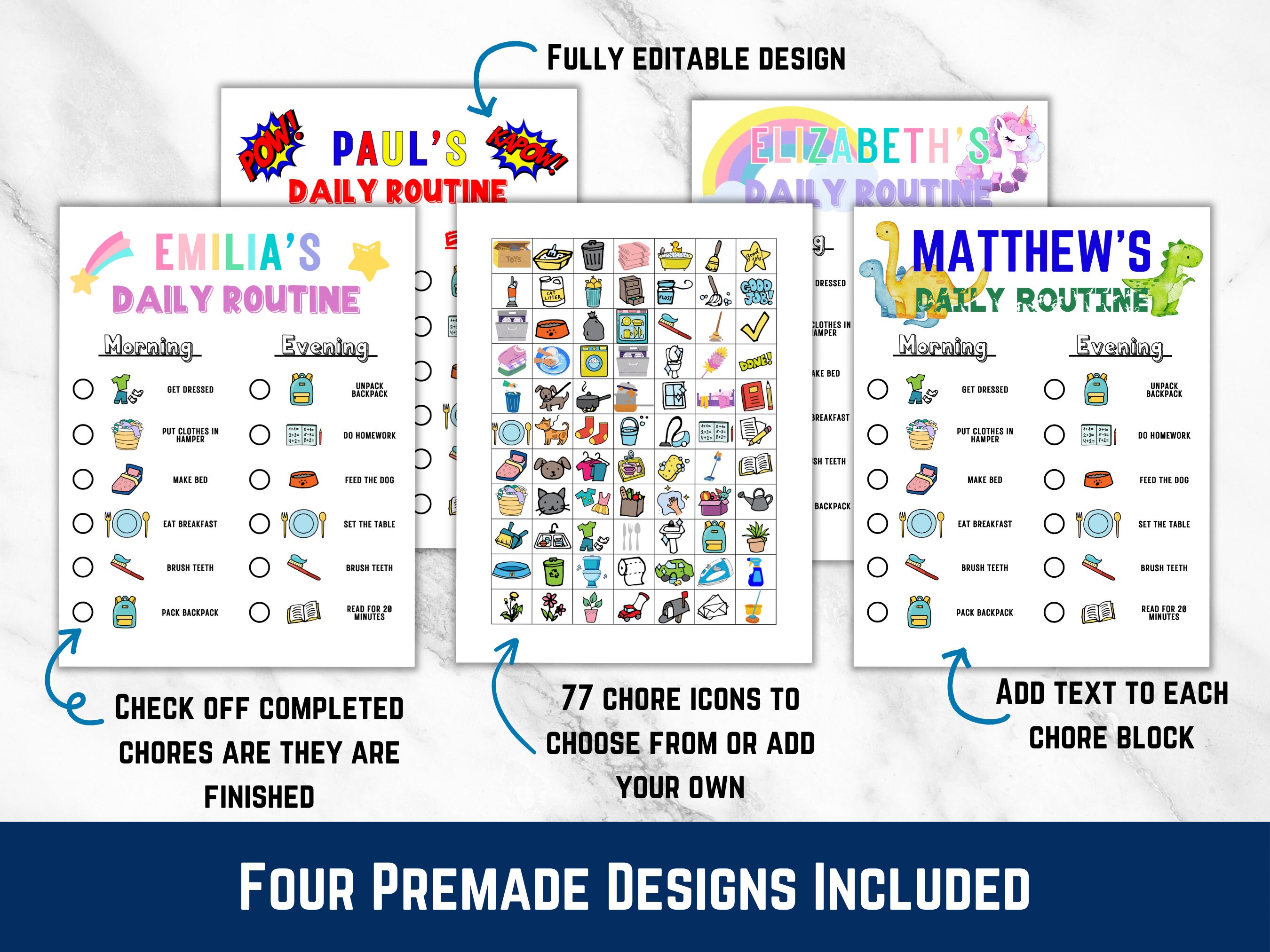 Visual Chore Chart Printable Chore Chart Visual Schedule for Kids Kids ...