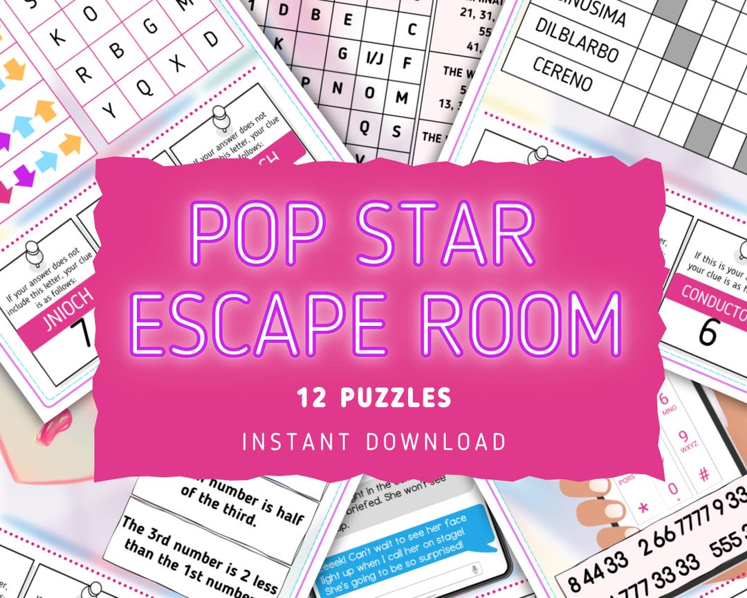 Pop Star Escape Room: Printable Party Games for Teens (PDF) - Etsy