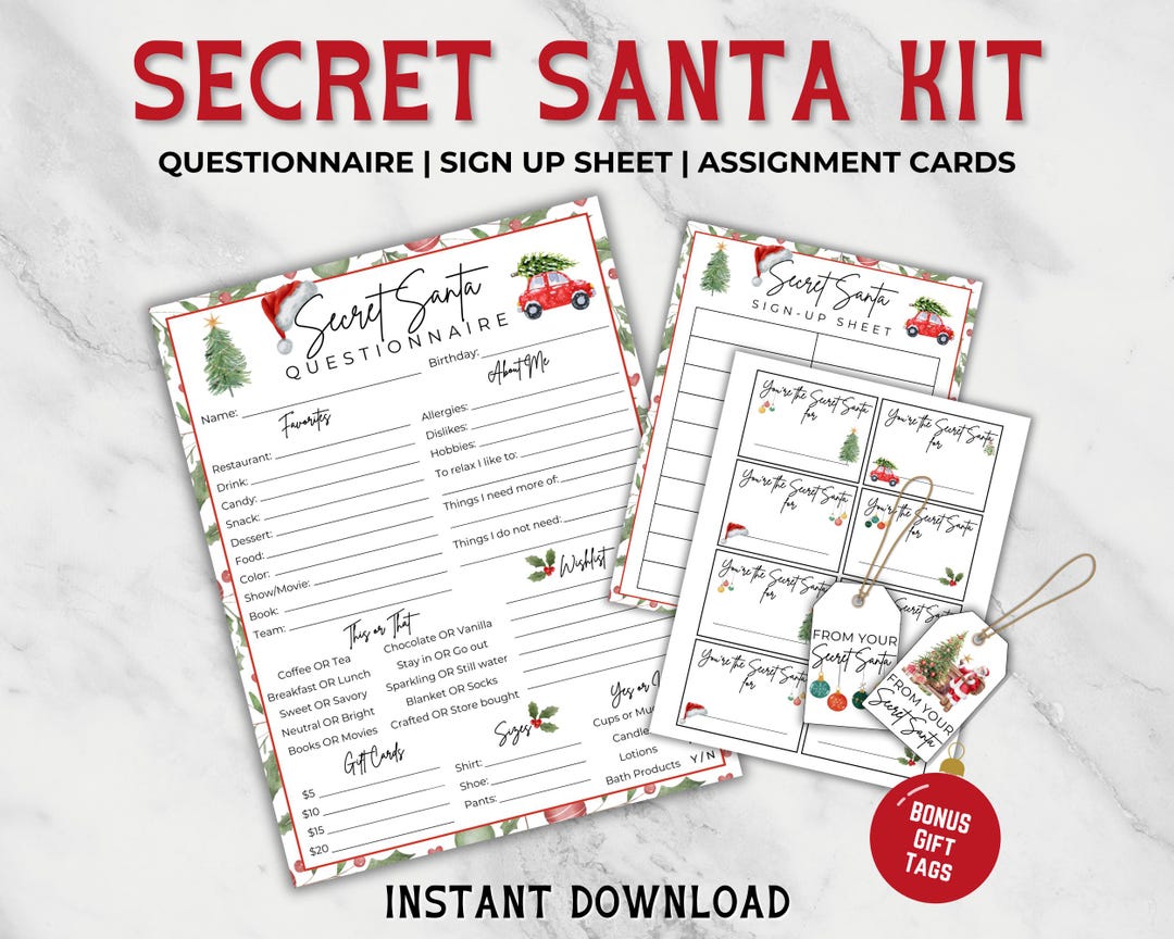 Coworker Secret Santa Questionnaire Game, Employee Favorite Things ...