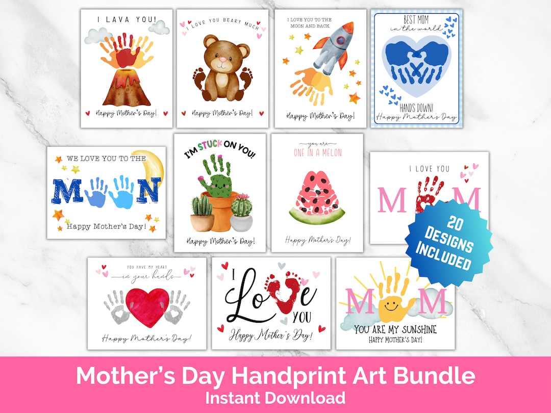 Mothers Day Handprint Art Bundle, Handprint Craft, Footprint Craft ...