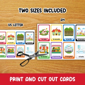 Printable Bilingual Places Flash Card, Lugares Tarjetas Para Niños ...