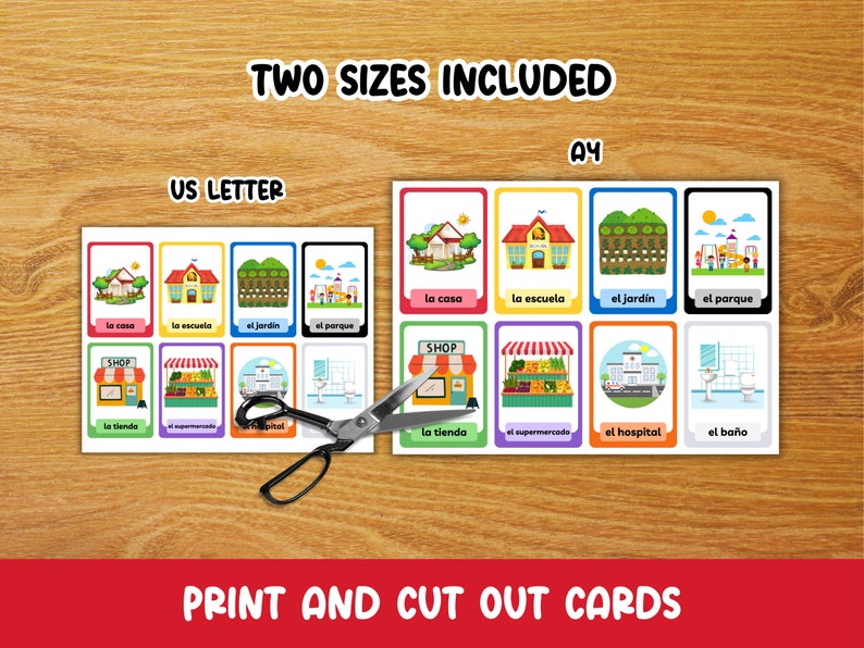 Printable Bilingual Places Flash Card, Lugares Tarjetas Para Niños ...