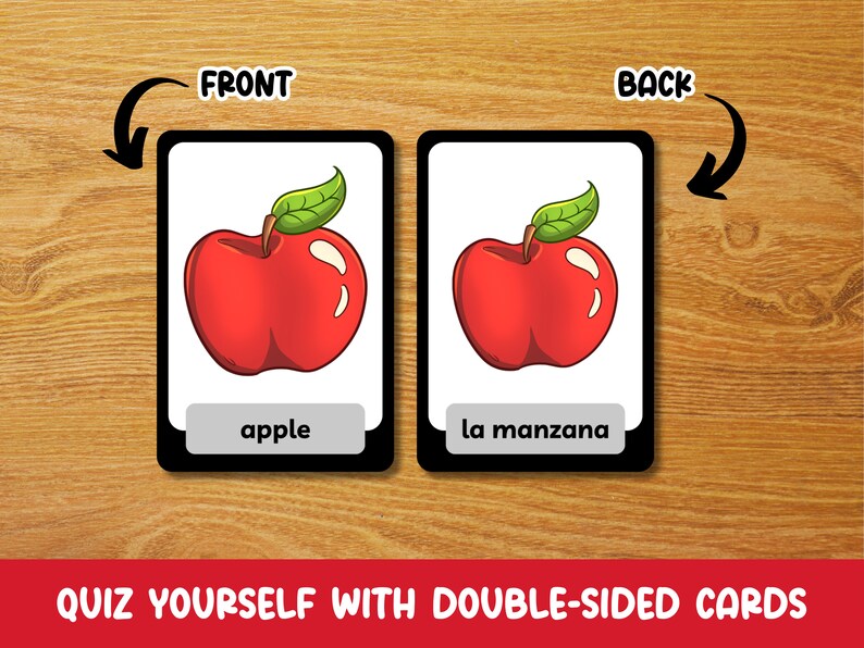 Printable Spanish and English Food Flash Card, Comida Tarjetas Para ...