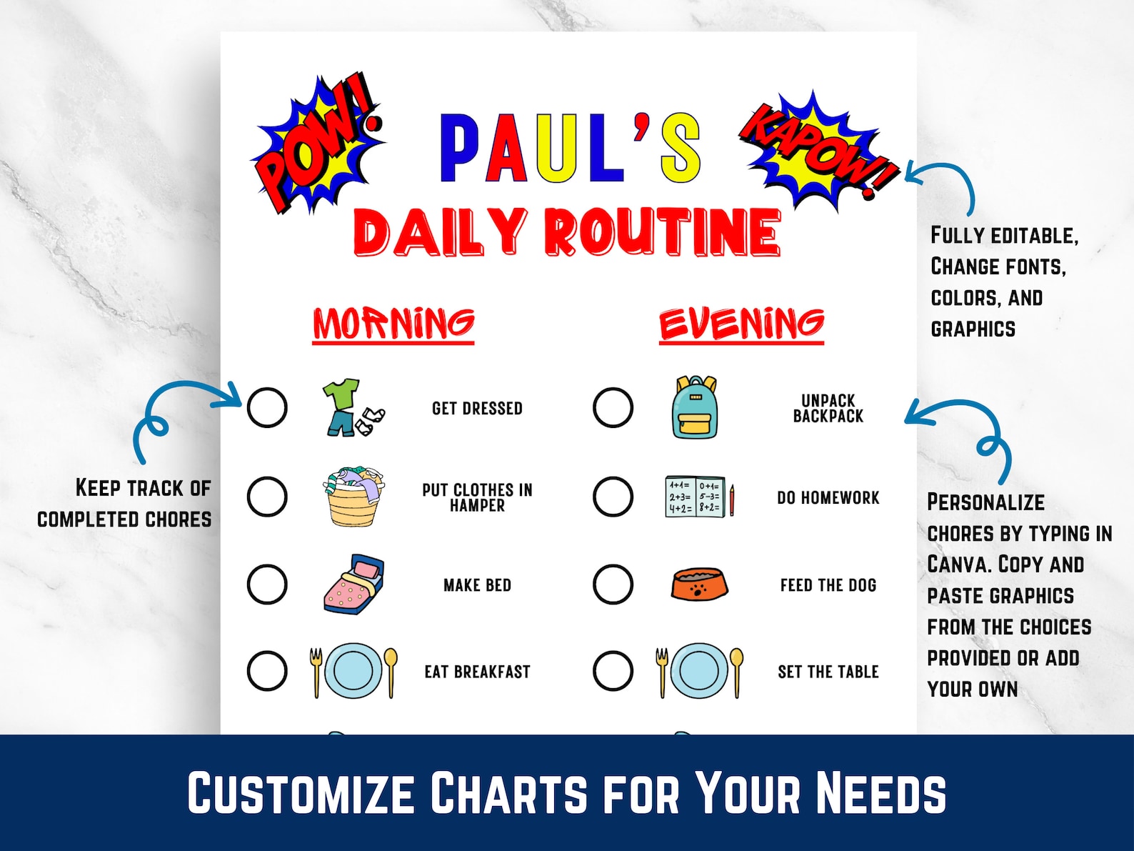 Visual Chore Chart Printable Chore Chart Visual Schedule for Kids Kids ...