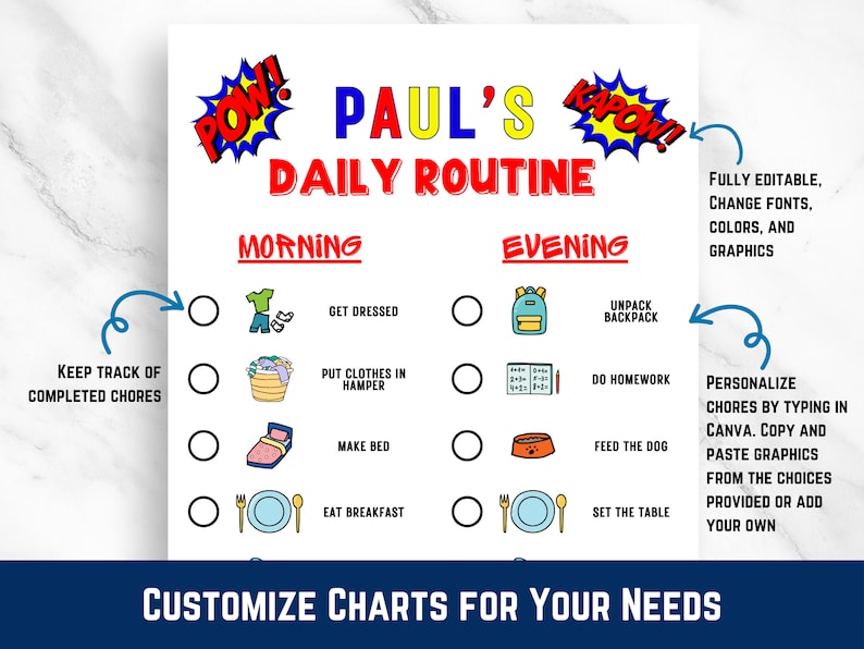 Visual Chore Chart Printable Chore Chart Visual Schedule for Kids Kids ...