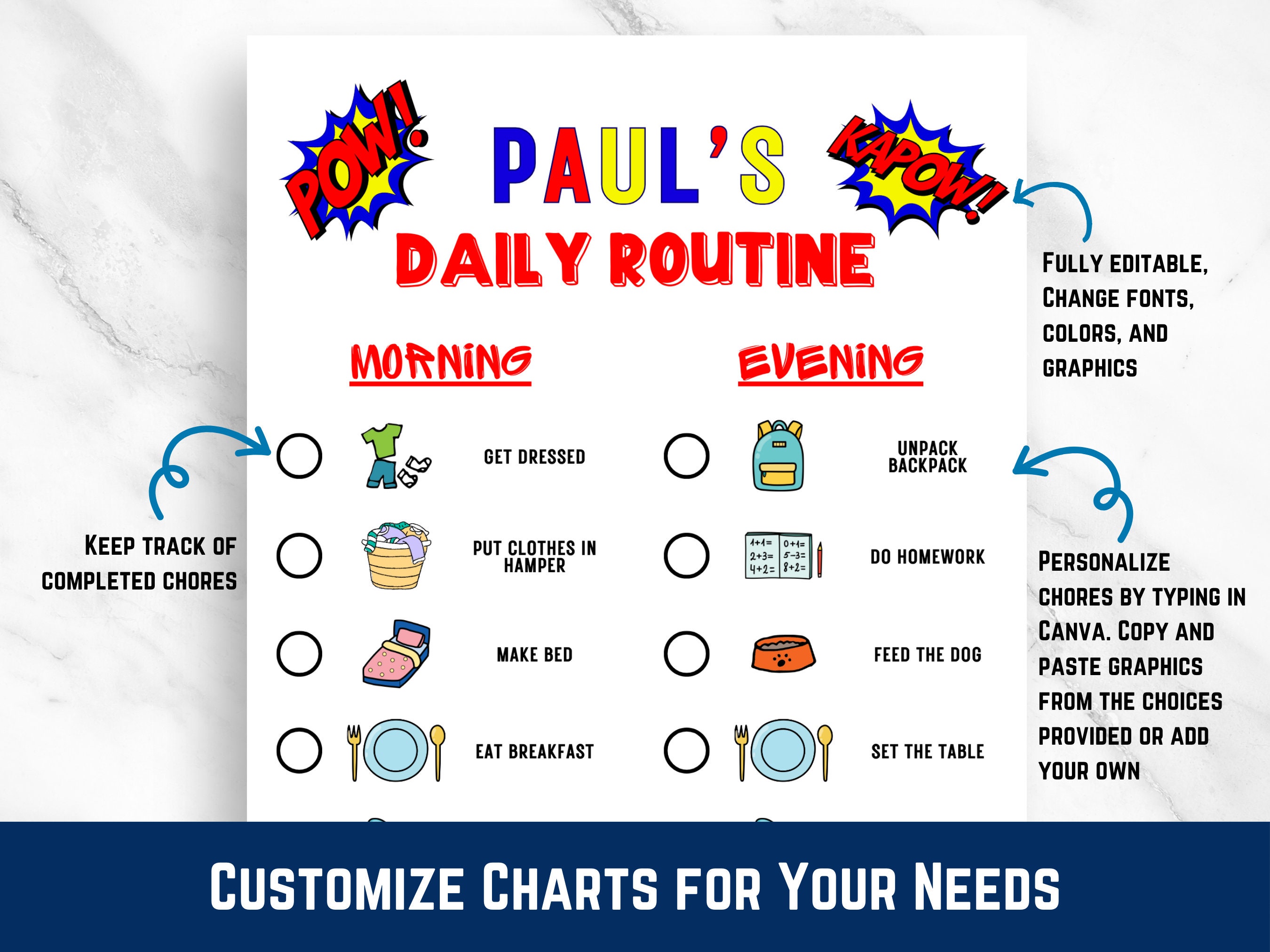 Visual Chore Chart Printable Chore Chart Visual Schedule for Kids Kids ...