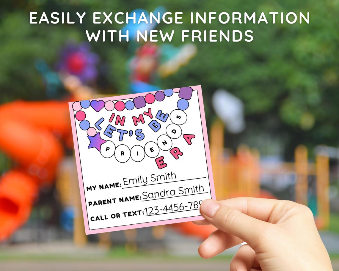 Kids Playdate Cards: Fillable Contact Invitation (PDF) - Etsy