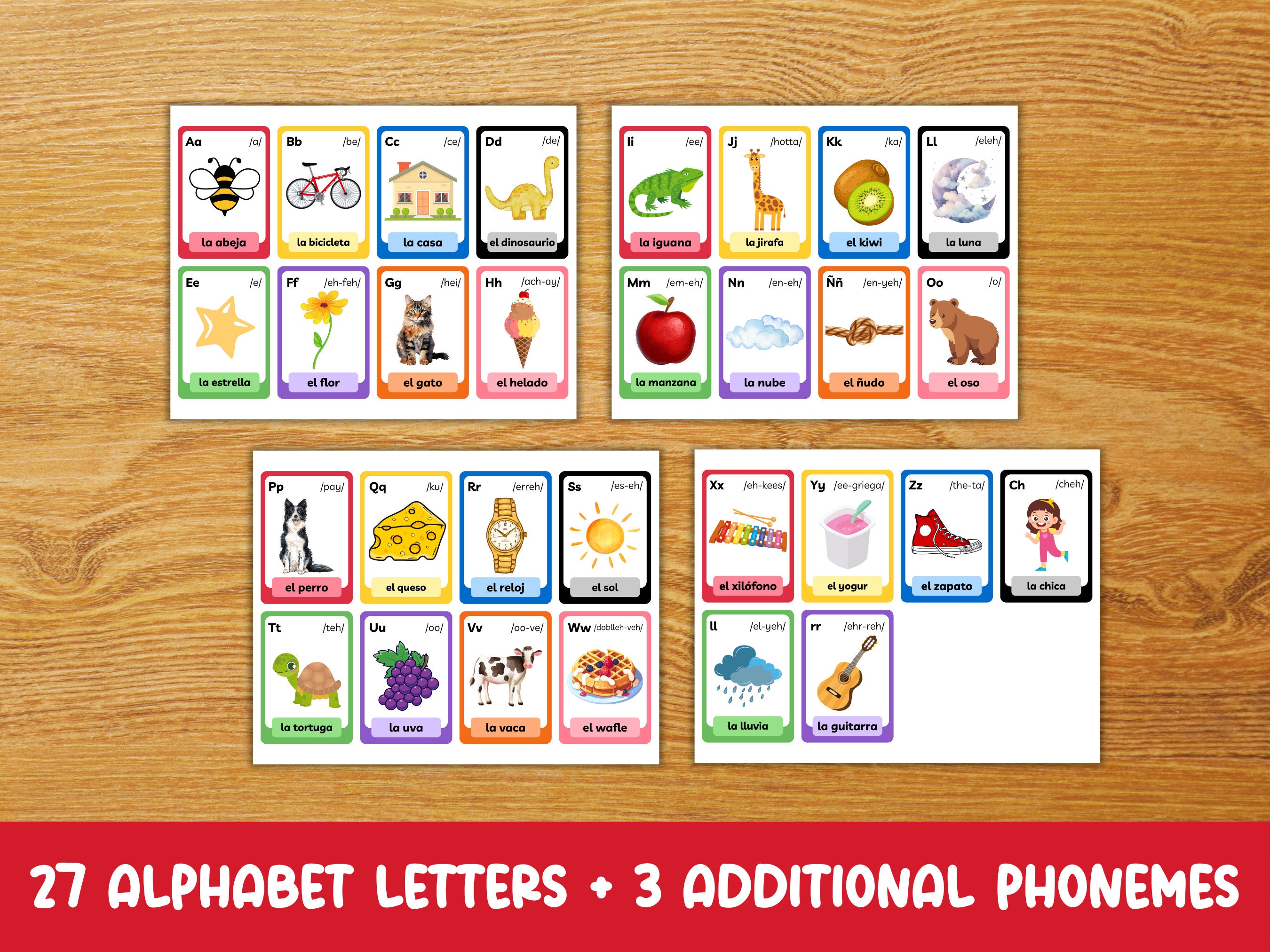 Spanish Alphabet Flashcards for Kids, Bilingual Spanish Alphabet ...