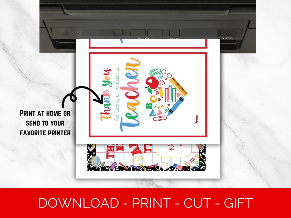 End of Year Teacher Gift, Printable Gift Card Holder Bundle ...