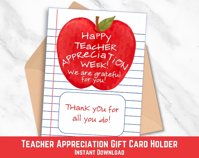 End of Year Teacher Gift, Printable Gift Card Holder Bundle ...