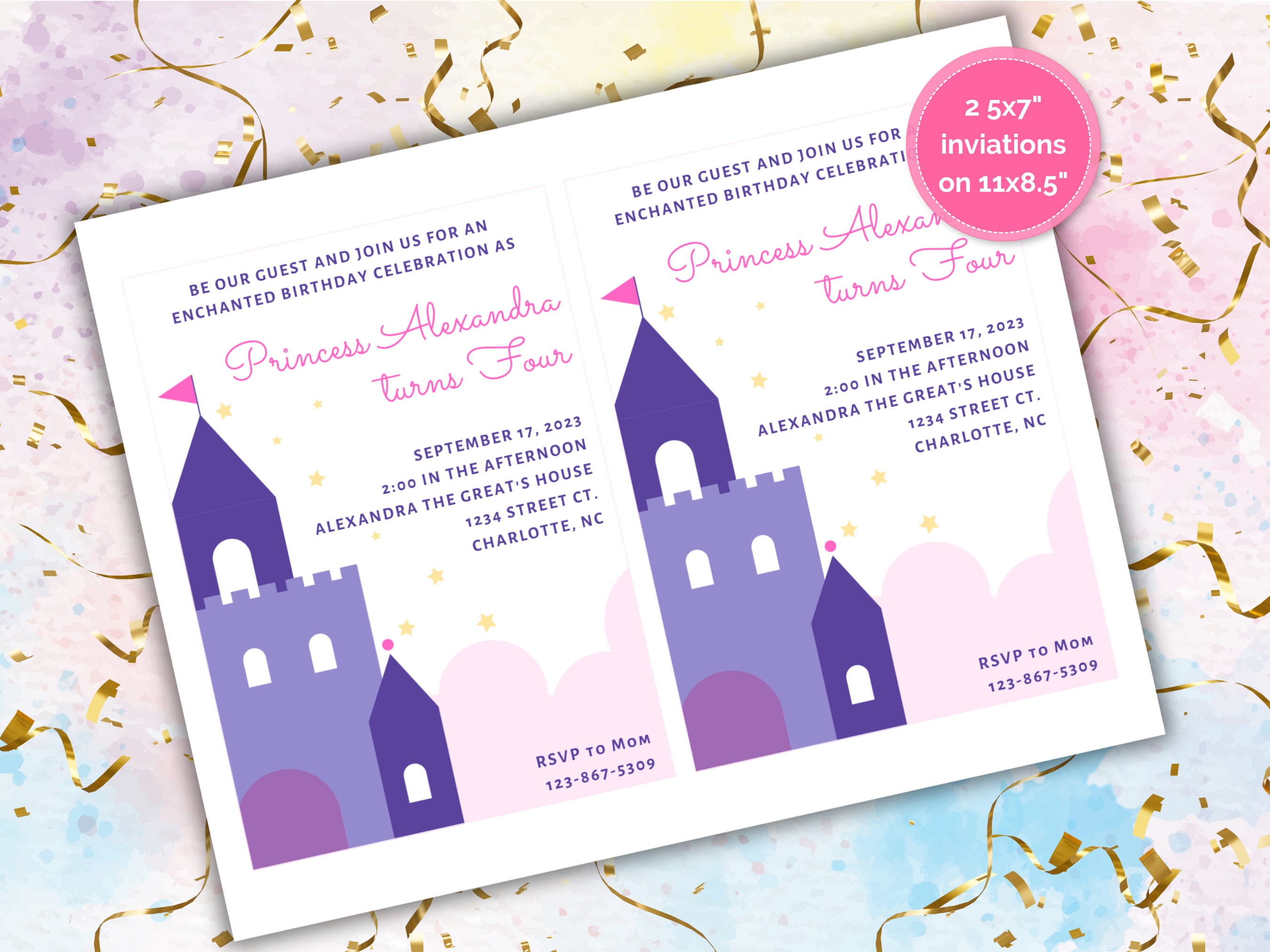 Editable Princess Birthday Invitation, Be Our Guest Invitation ...